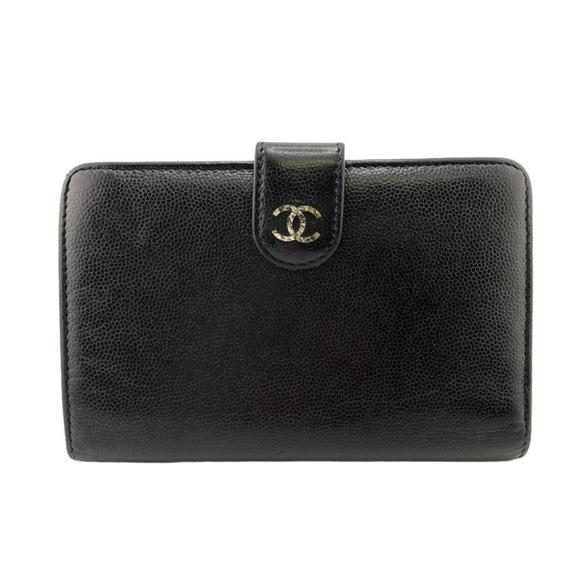 CHANEL | Bags | Chanel Caviar Skin Coco Mark Bifold Wallet Black Ladies ...
